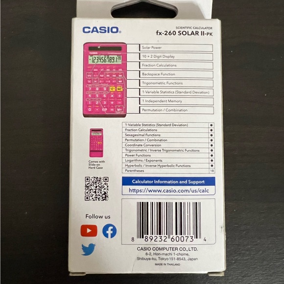 Casio | Office | Casio Fx26pk Pink Solar Ii Fraction Scientific ...